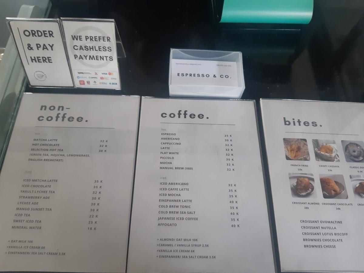 Menu at Espresso & Co., East Jakarta