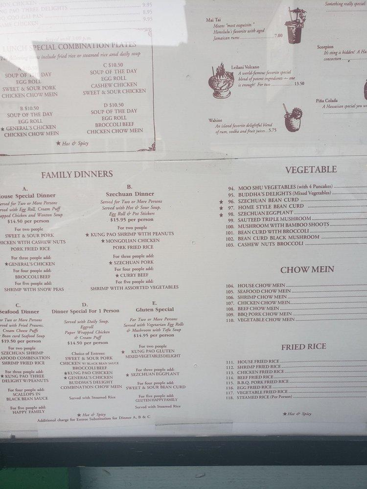 Menu at Fred's Szechuan Chinese Restaurant, Nevada City
