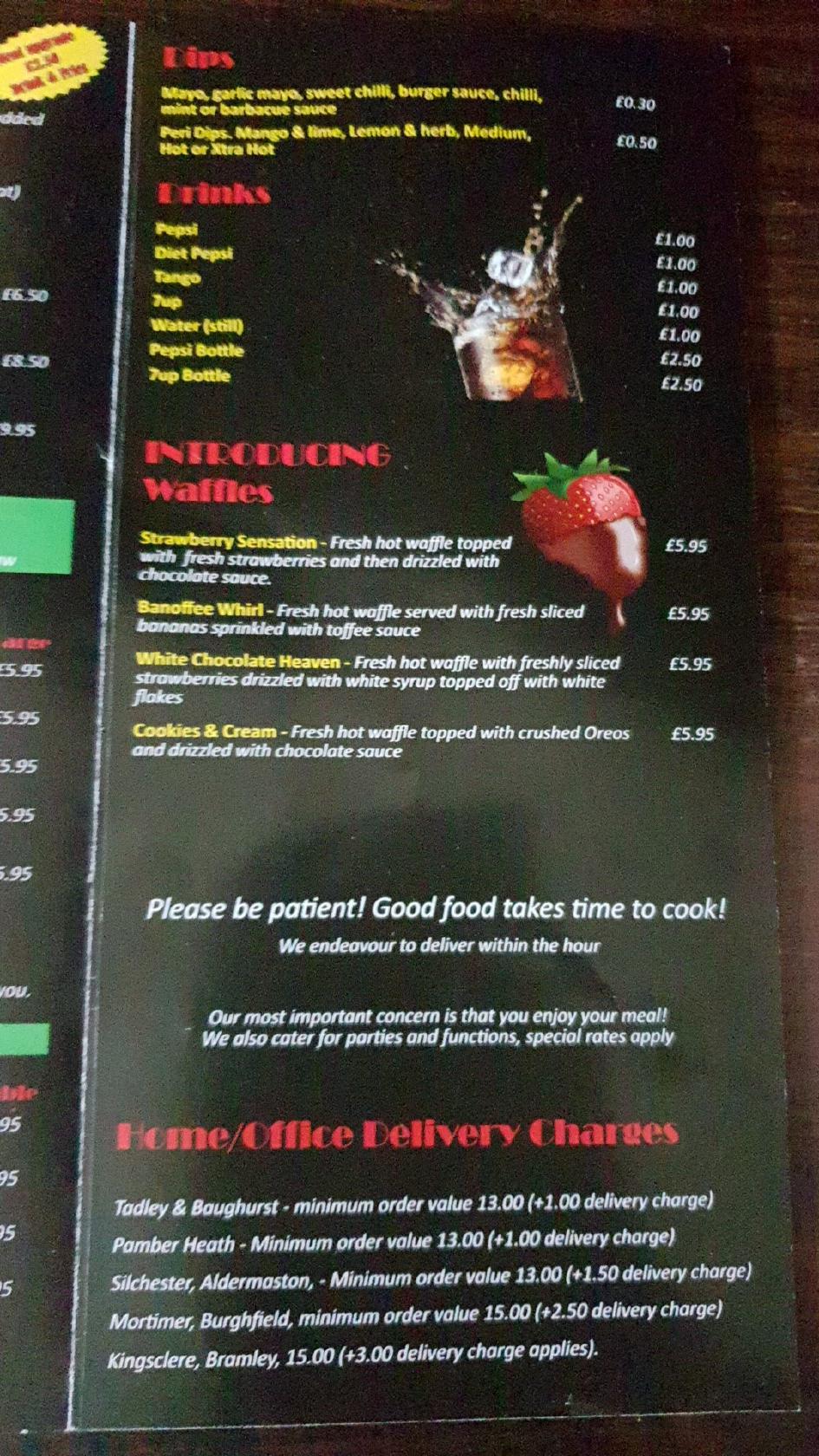 Menu at Grillz fast food, Tadley