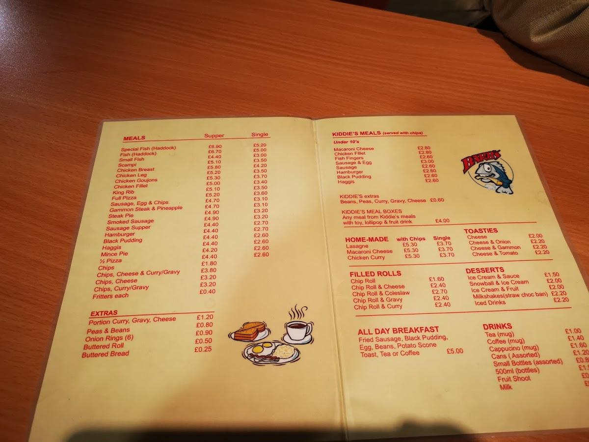 Menu at Melbourne Fry restaurant, Saltcoats