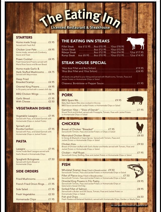 Menu at The Eating Inn pub & bar, Blackpool, The Eating Inn