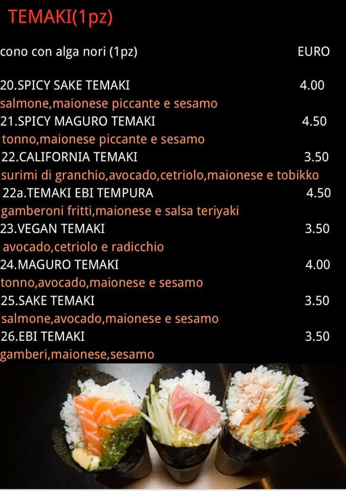 Menu da ZEIN ristorante giapponese, Zanè