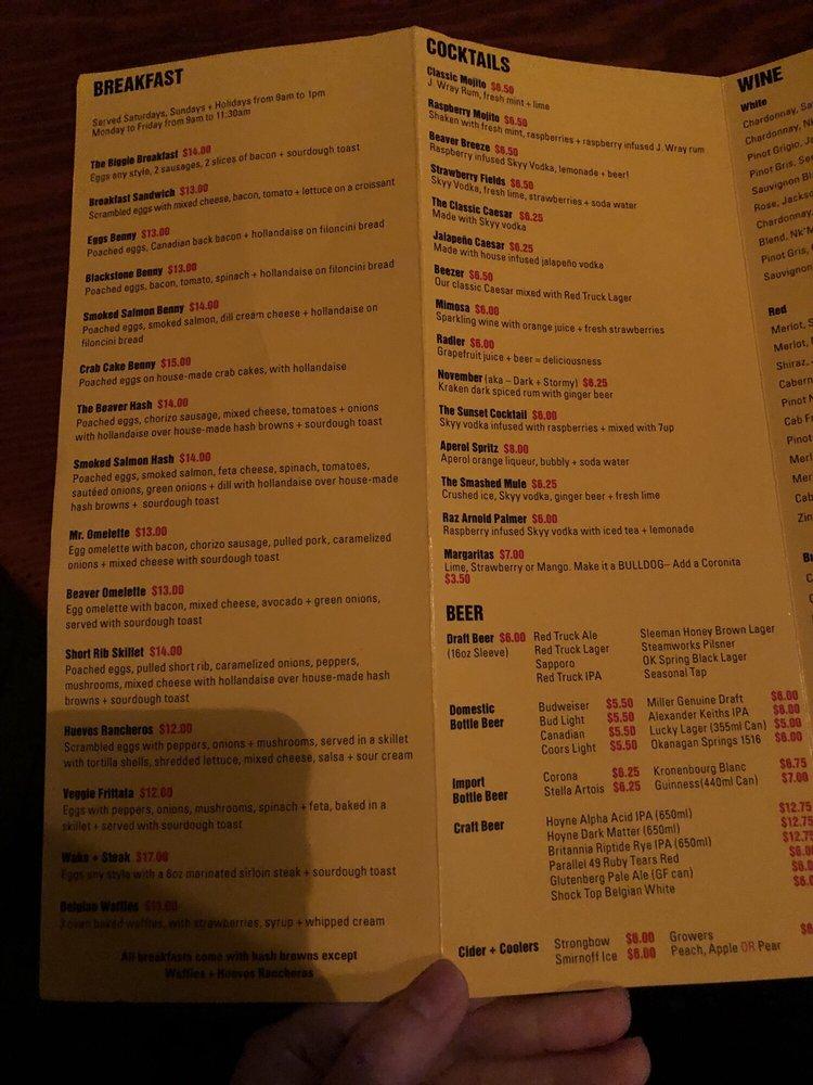 Menu at Flying Beaver Bar & Grill, Richmond