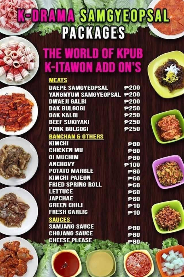 Menu at KPub BBQ Tiendesitas, Pasig, Bldg B