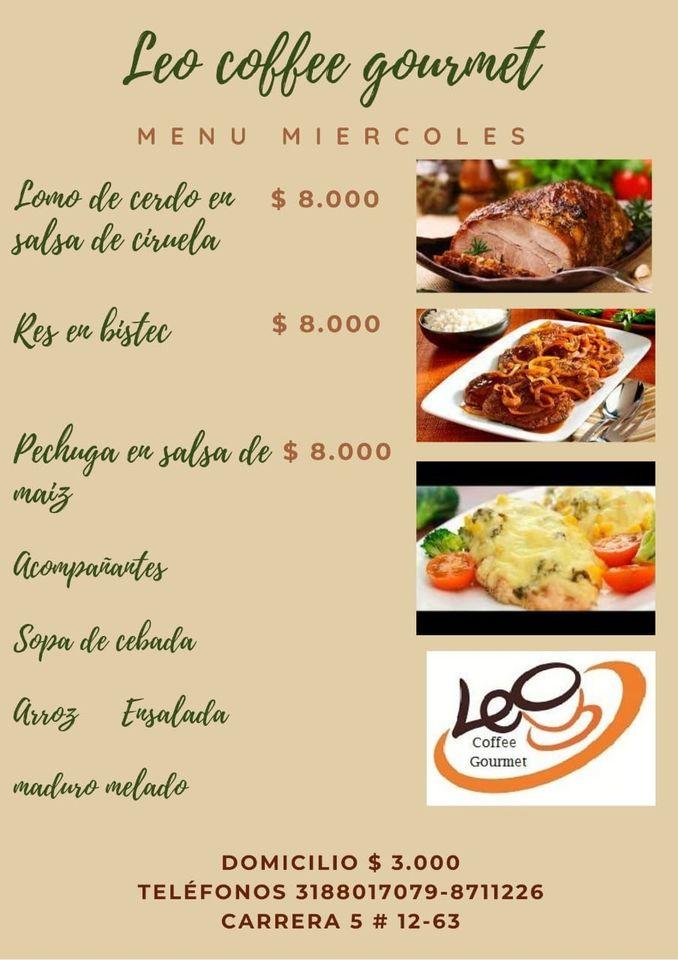 Menu at Leo Cofee Gourmet cafe, Neiva