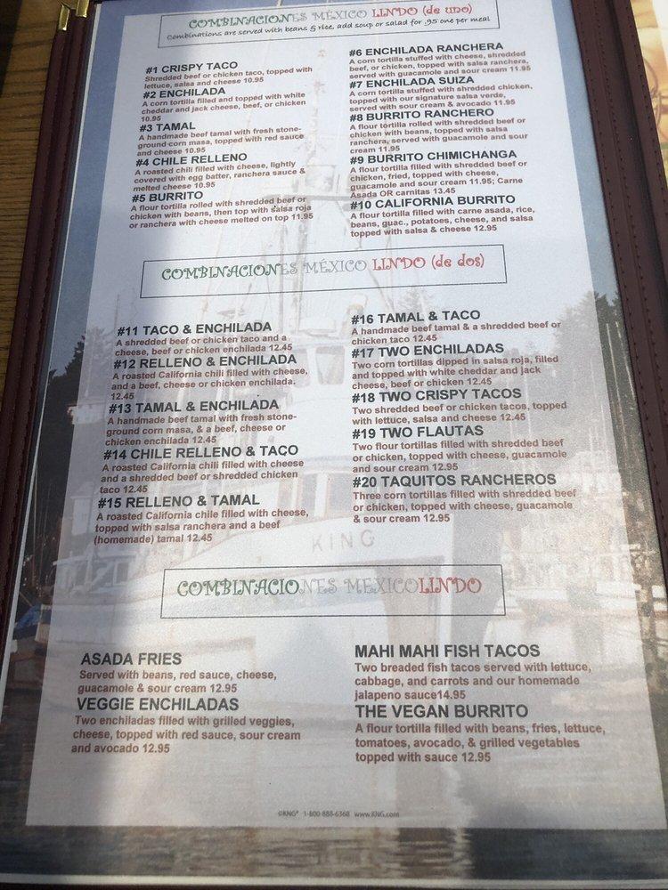Menu at Mexico Lindo restaurant, Hesperia