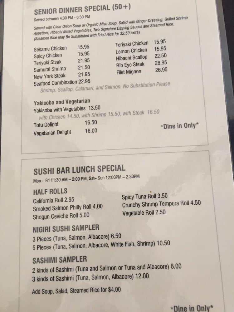 Menu at Shogun Restaurant, Palm Desert