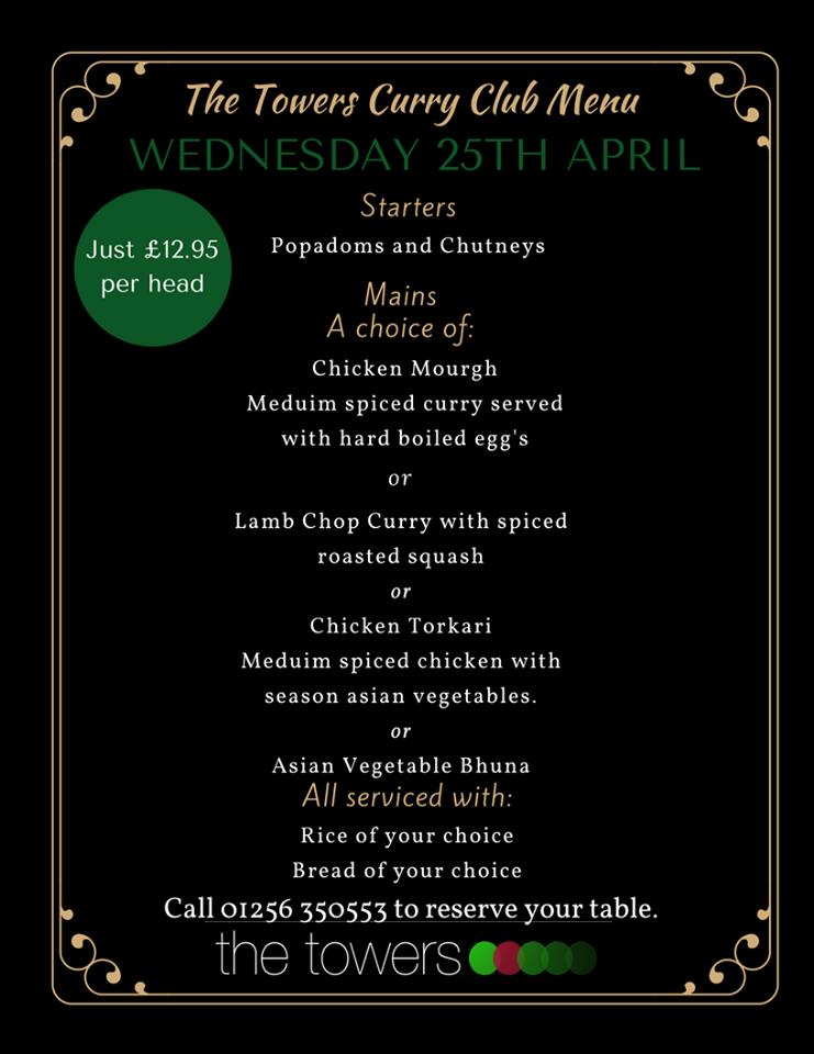 Menu at The New Towers Indian Restaurant and Bar, Basingstoke, The ...