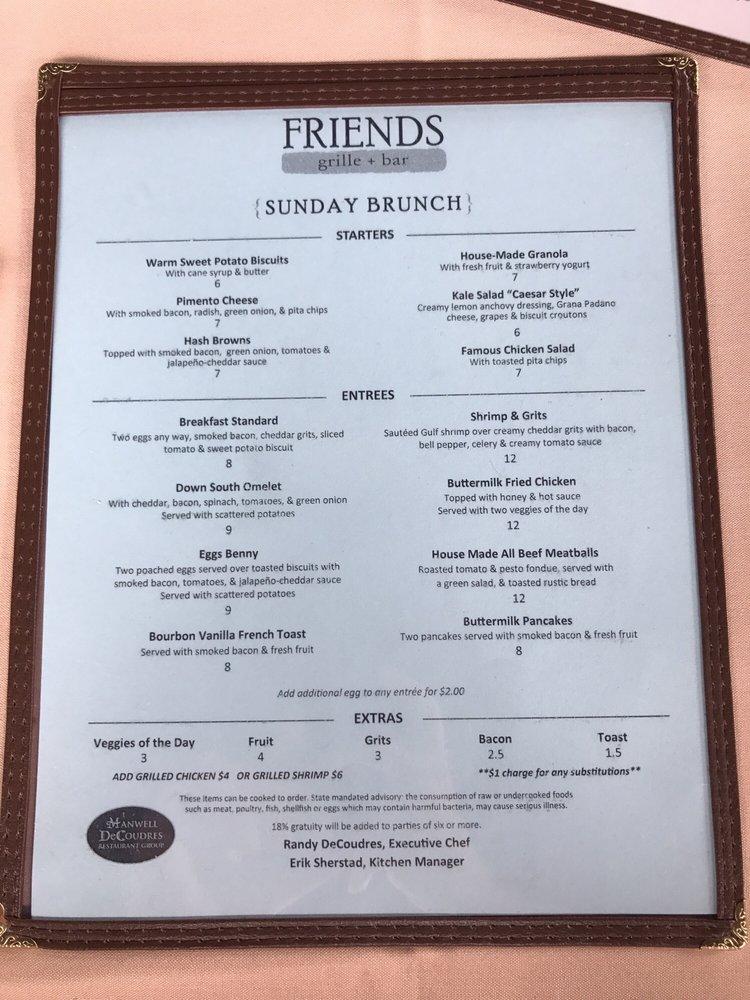 Menu at Friends Grille and Bar, Valdosta