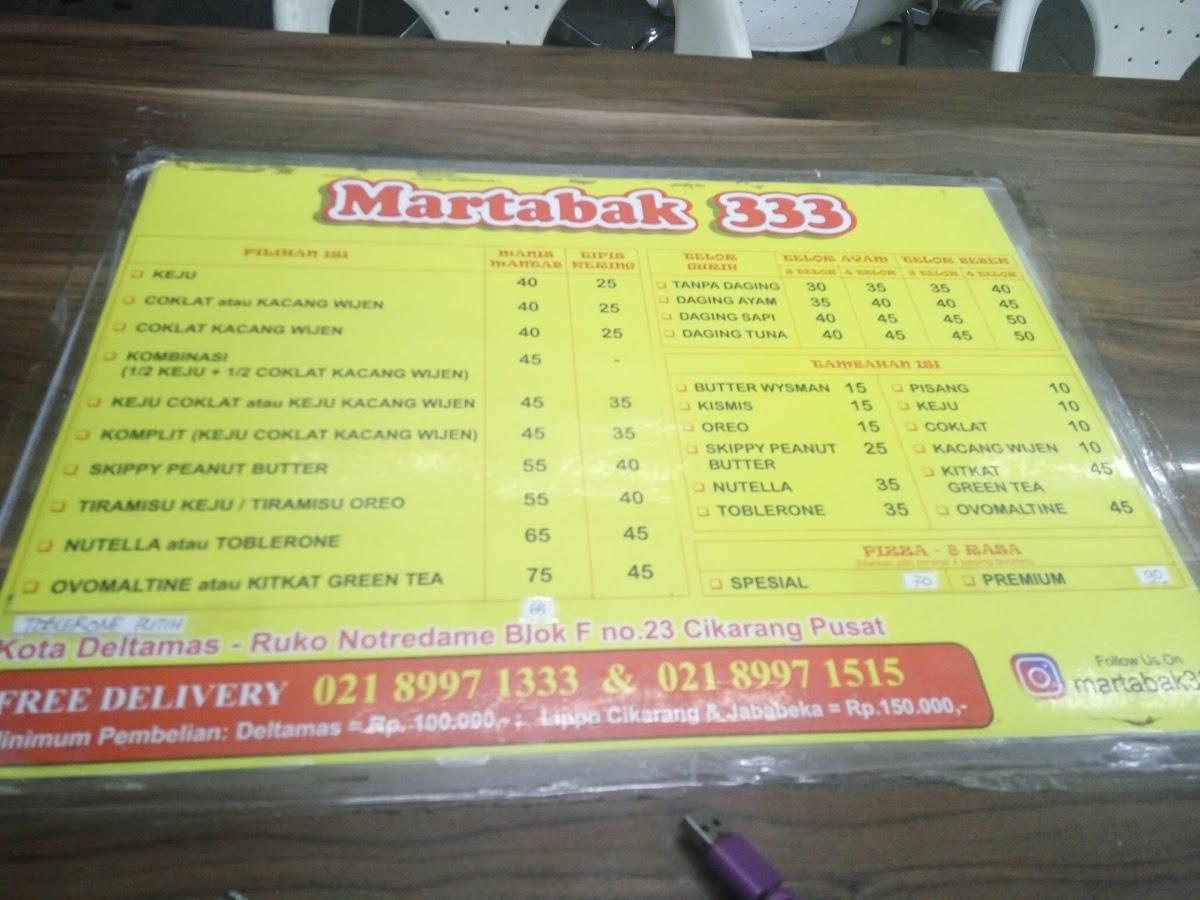 Menu at Martabak Bandung 333 restaurant, Bekasi Regency, Ruko Notredame ...