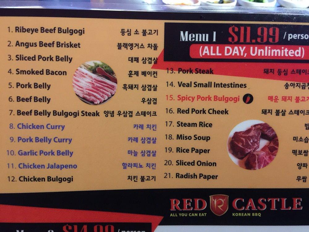 Menu at Red Castle Korean BBQ, Garden Grove