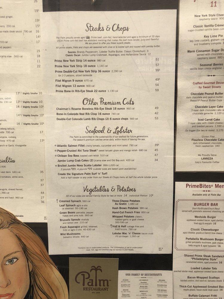 Menu at The Palm – New York steakhouse, West New York, 250 W 50th St