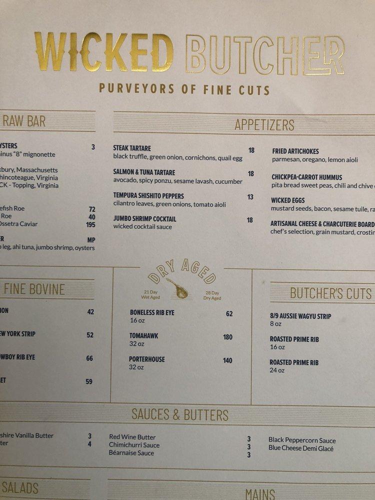 Menu at Wicked Butcher pub & bar, Fort Worth