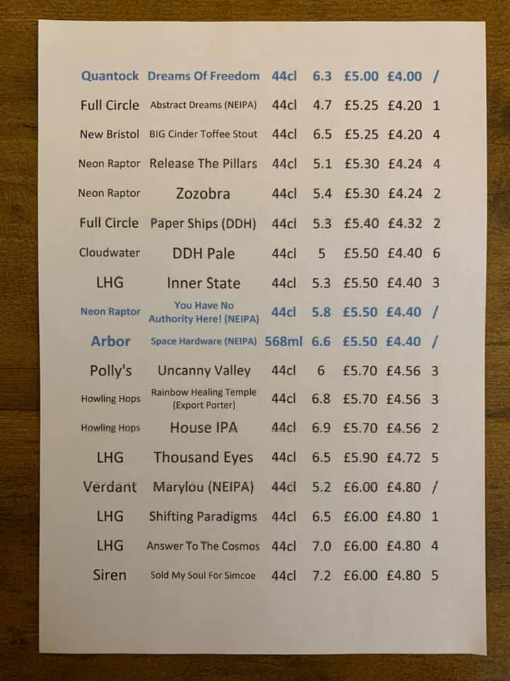 Menu at Crossways Inn and Bed & Breakfast pub & bar, West Huntspill