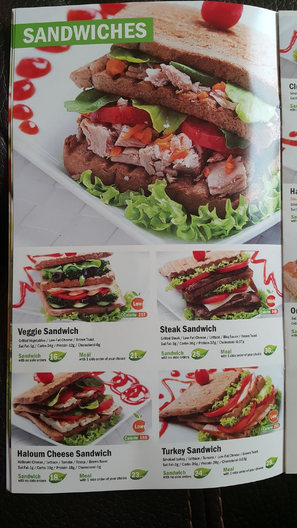 Menu at Eat Smart Totally Healthy cafeteria, Sharjah