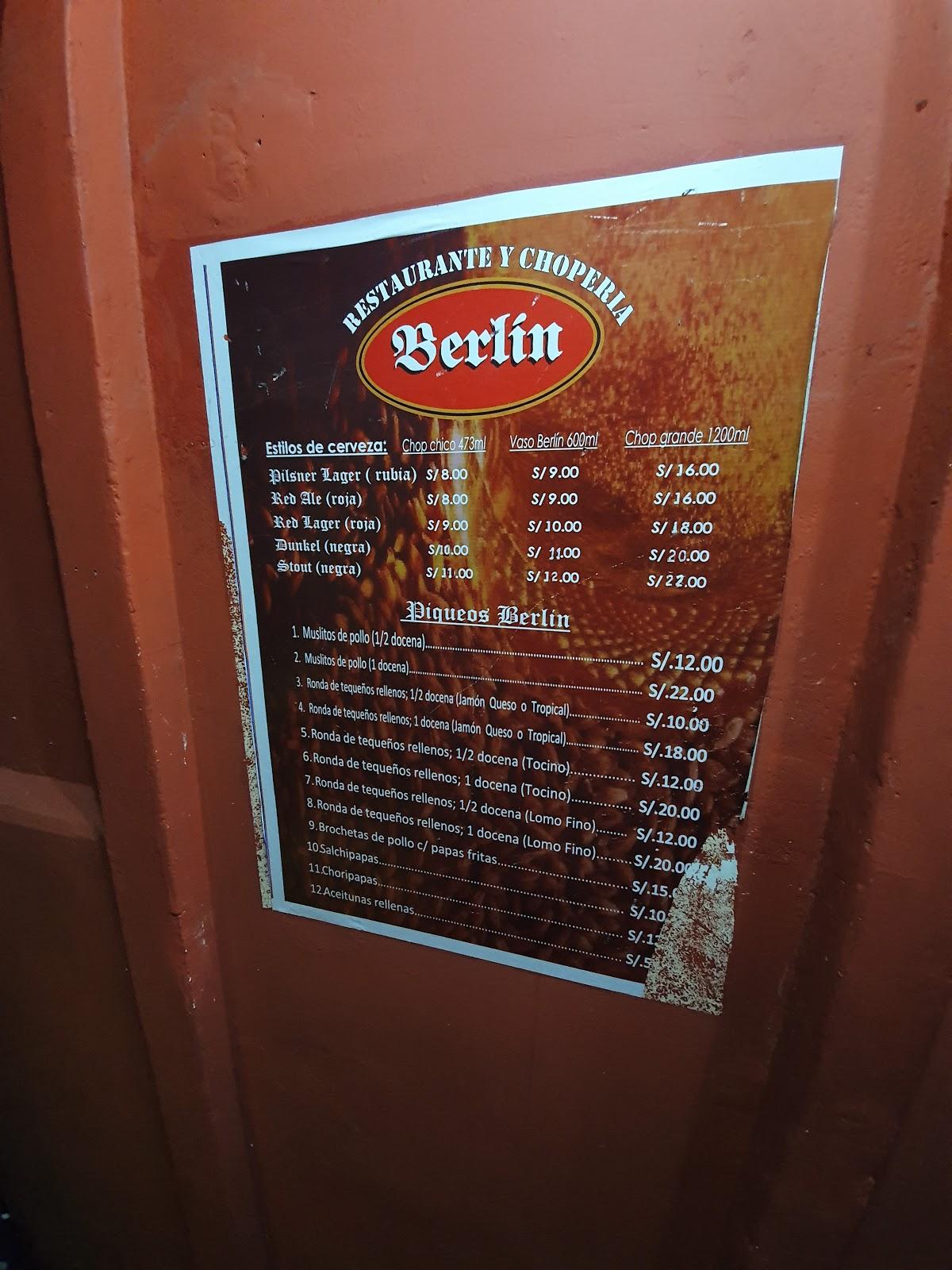 Menu at Restaurante Berlín, Tacna