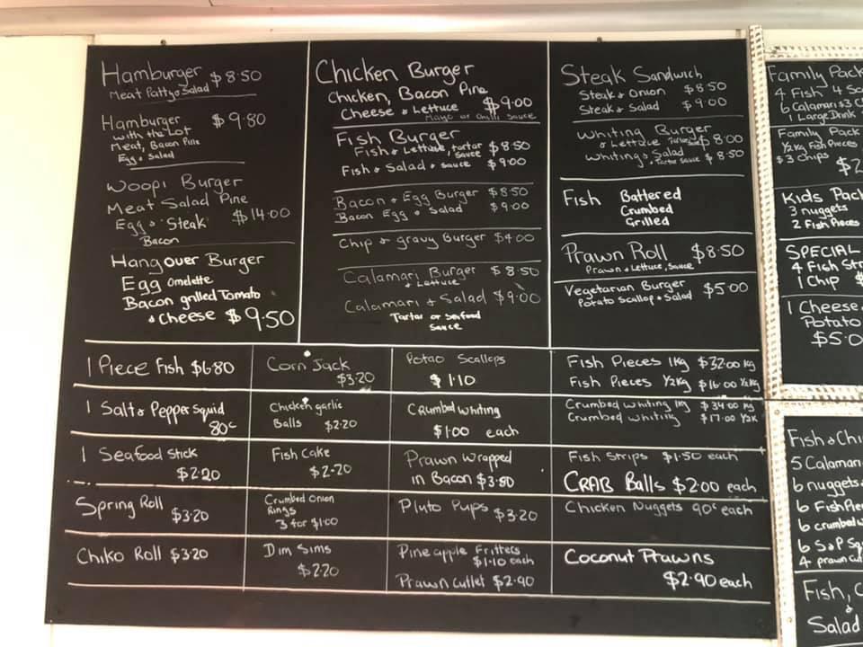 Menu at Ship To Shore Seafood restaurant, Glen Innes