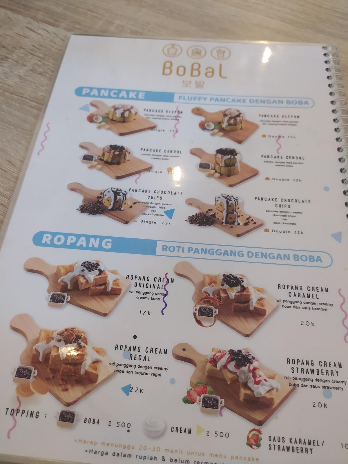 Menu at BobaL Citra Maja, Indonesia