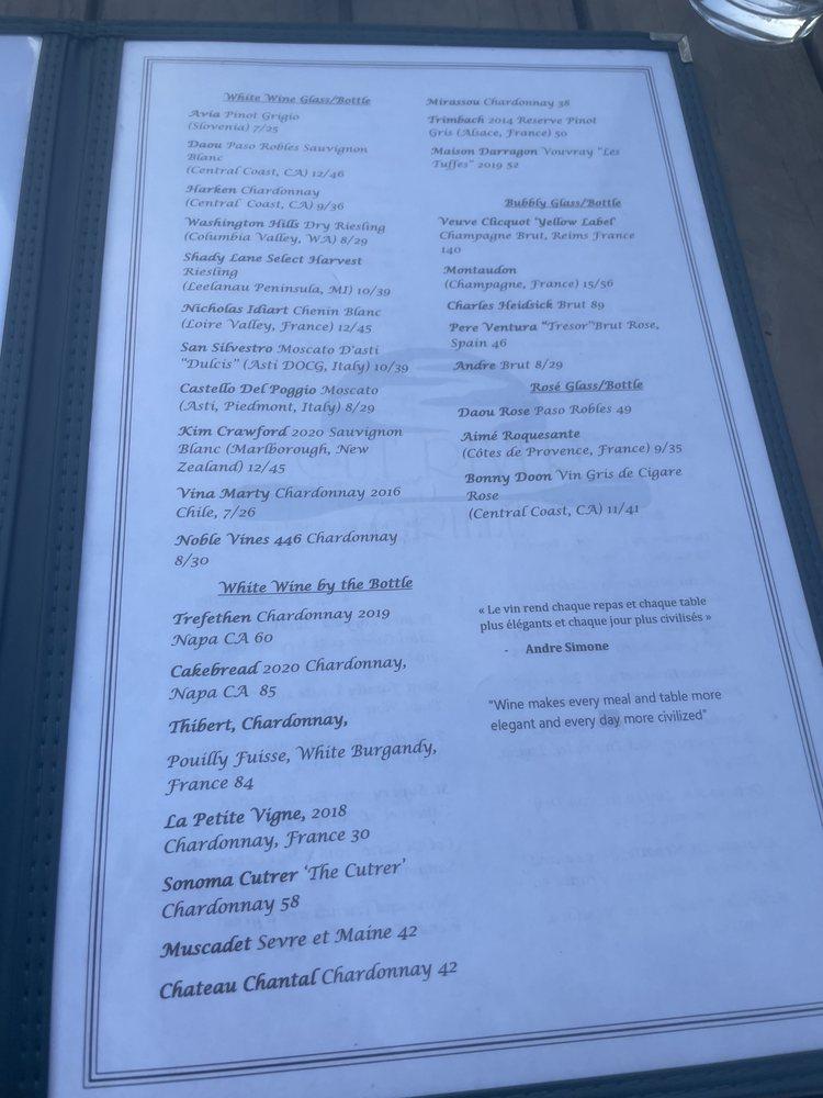 Menu at Cut River Grille restaurant, USA