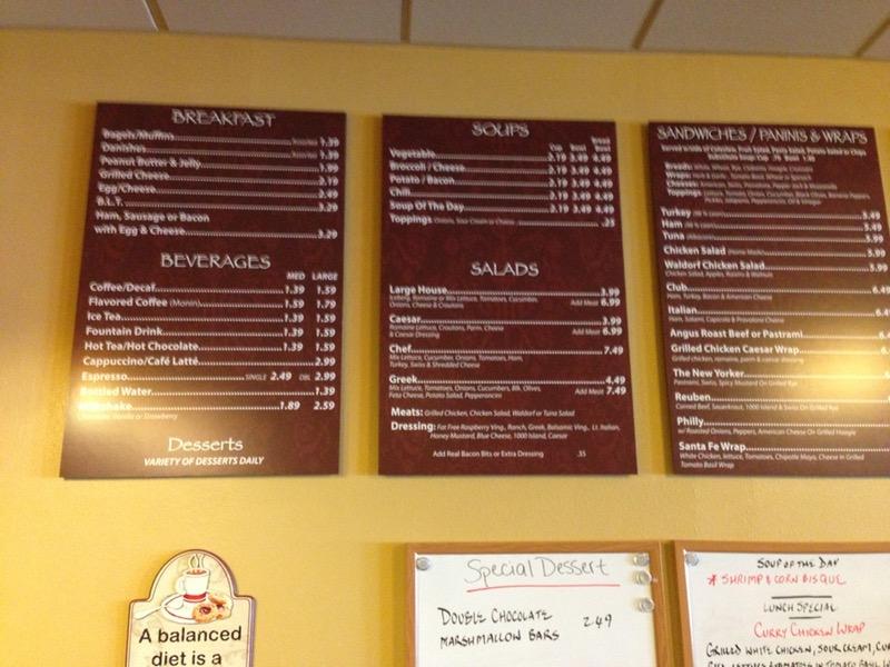 Menu at Downtown Cafe, Live Oak