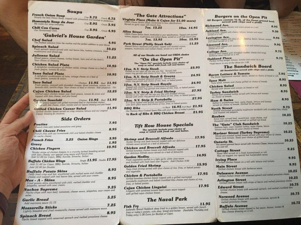 Menu at Gabriel's Gate pub & bar, Buffalo