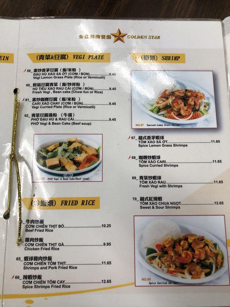 Menu at Golden Star Vietnamese Restaurant, San Francisco