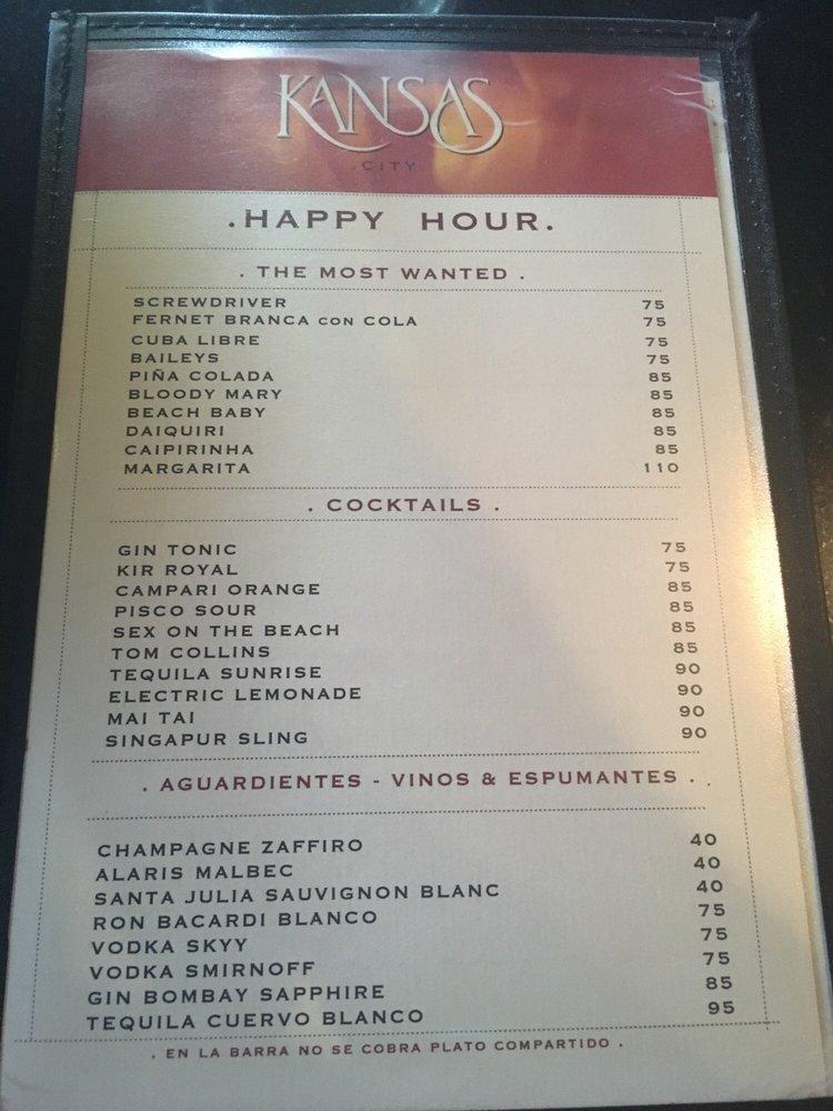 Carta del restaurante Kansas, Buenos Aires, Av. Libertador 4625