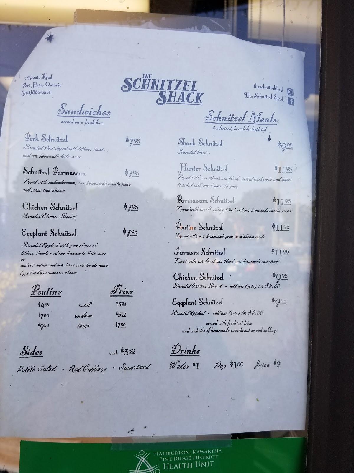 Menu at The Schnitzel Shack fast food, Port Hope