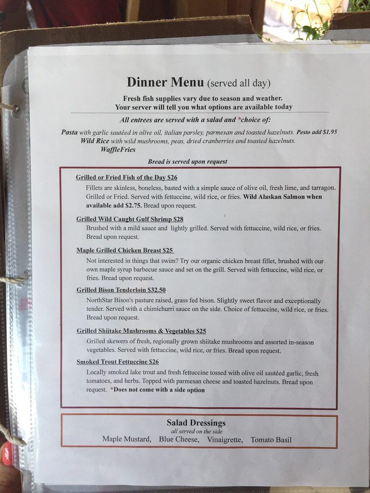 Menu at Angry Trout Cafe, Grand Marais