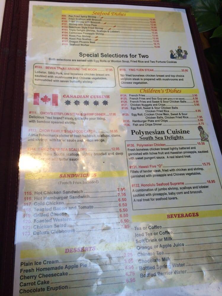 Menu at Chow Family Restaurant, Truro