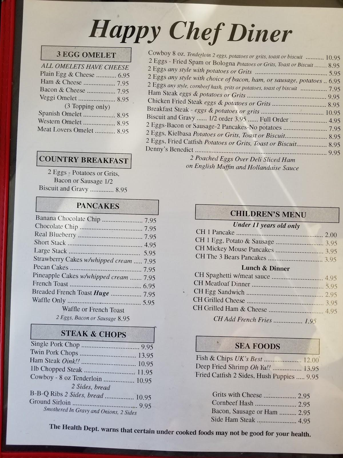 Menu at Happy Chef Restaurant, Lake Placid