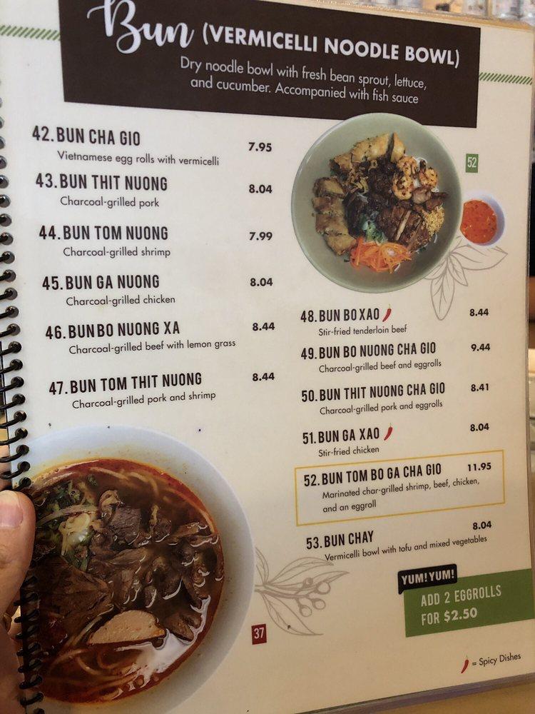 Menu at Pho Hang & Grill restaurant, Houston