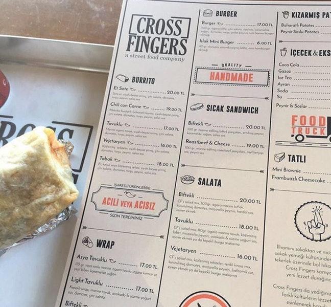 Menu at Cross Fingers, Istanbul, Düzoğlu sokak.5/A Bomonti-Şişli - ISTANBUL