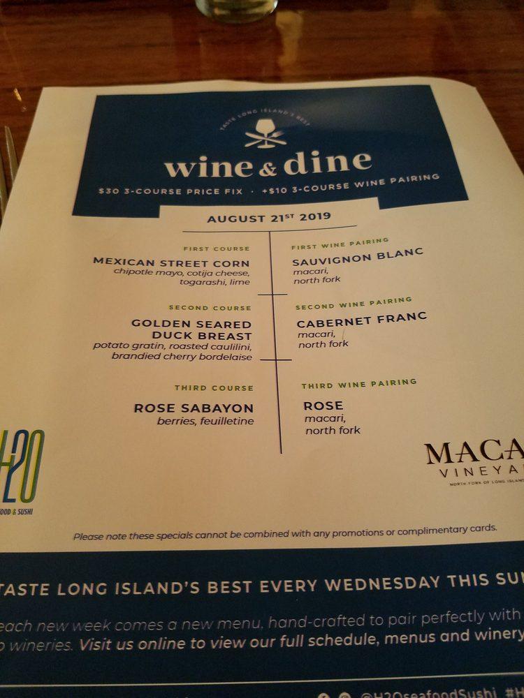 Menu at H2O Seafood & Sushi restaurant, Smithtown
