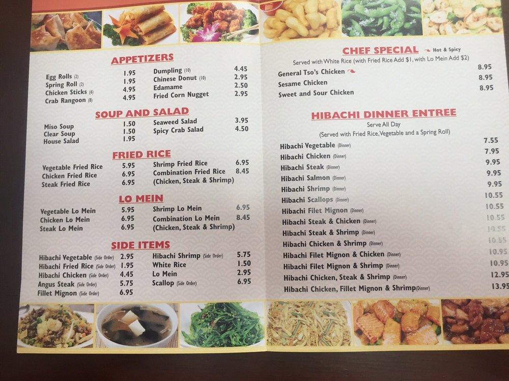 Menu at Hibachi Express restaurant, Morehead