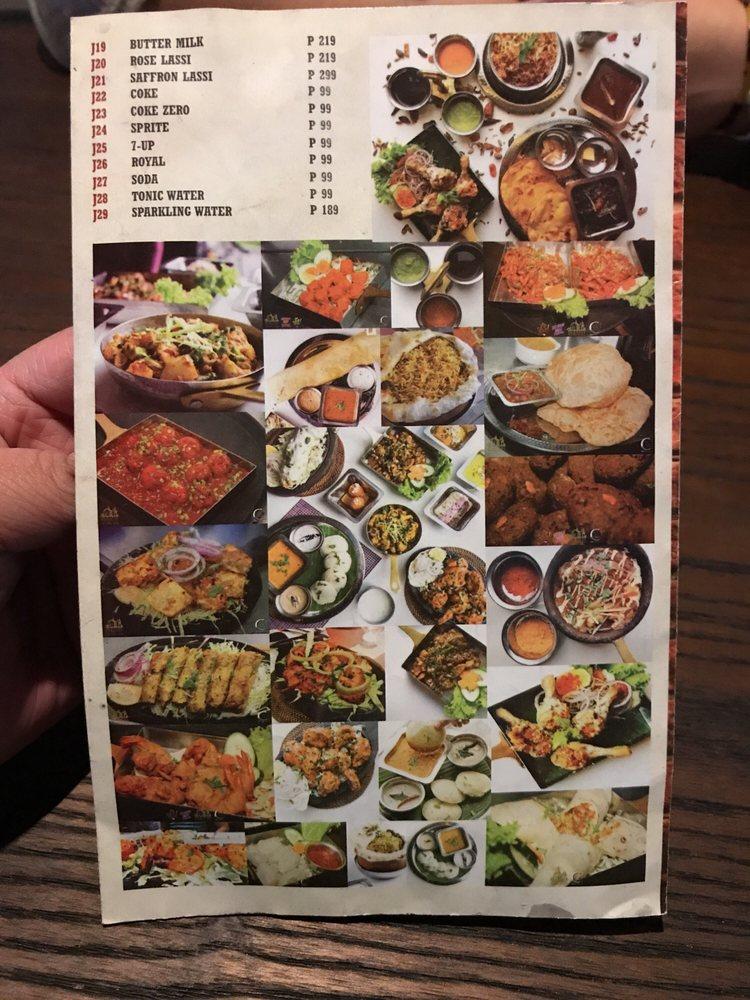Menu at Royal Indian Curry House restaurant, Makati, General Luna