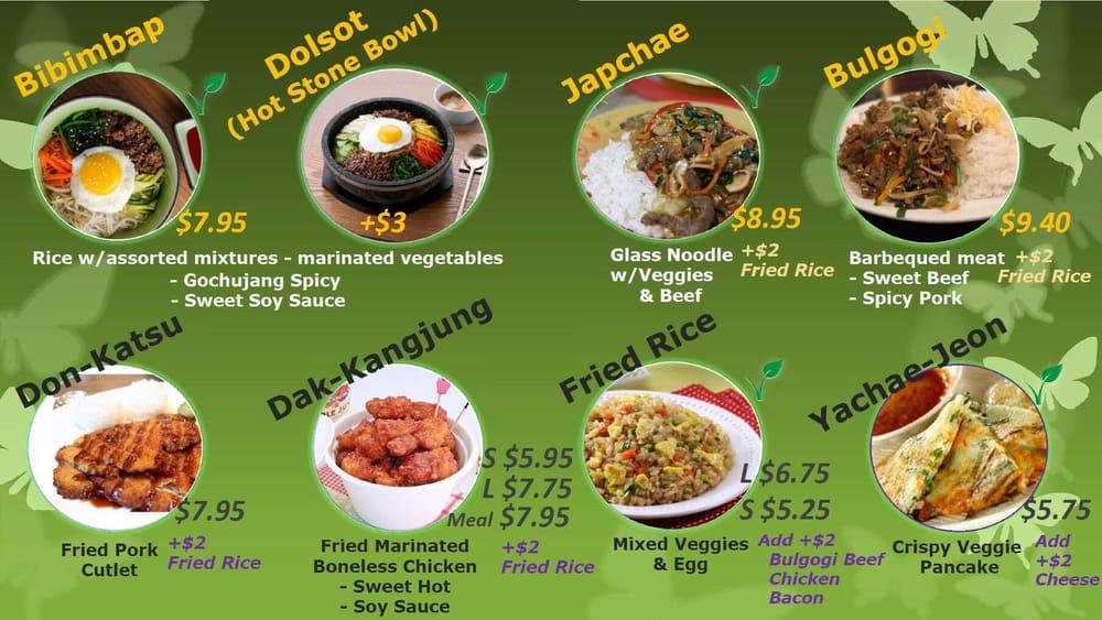 Menu at Sarang restaurant, Louisville