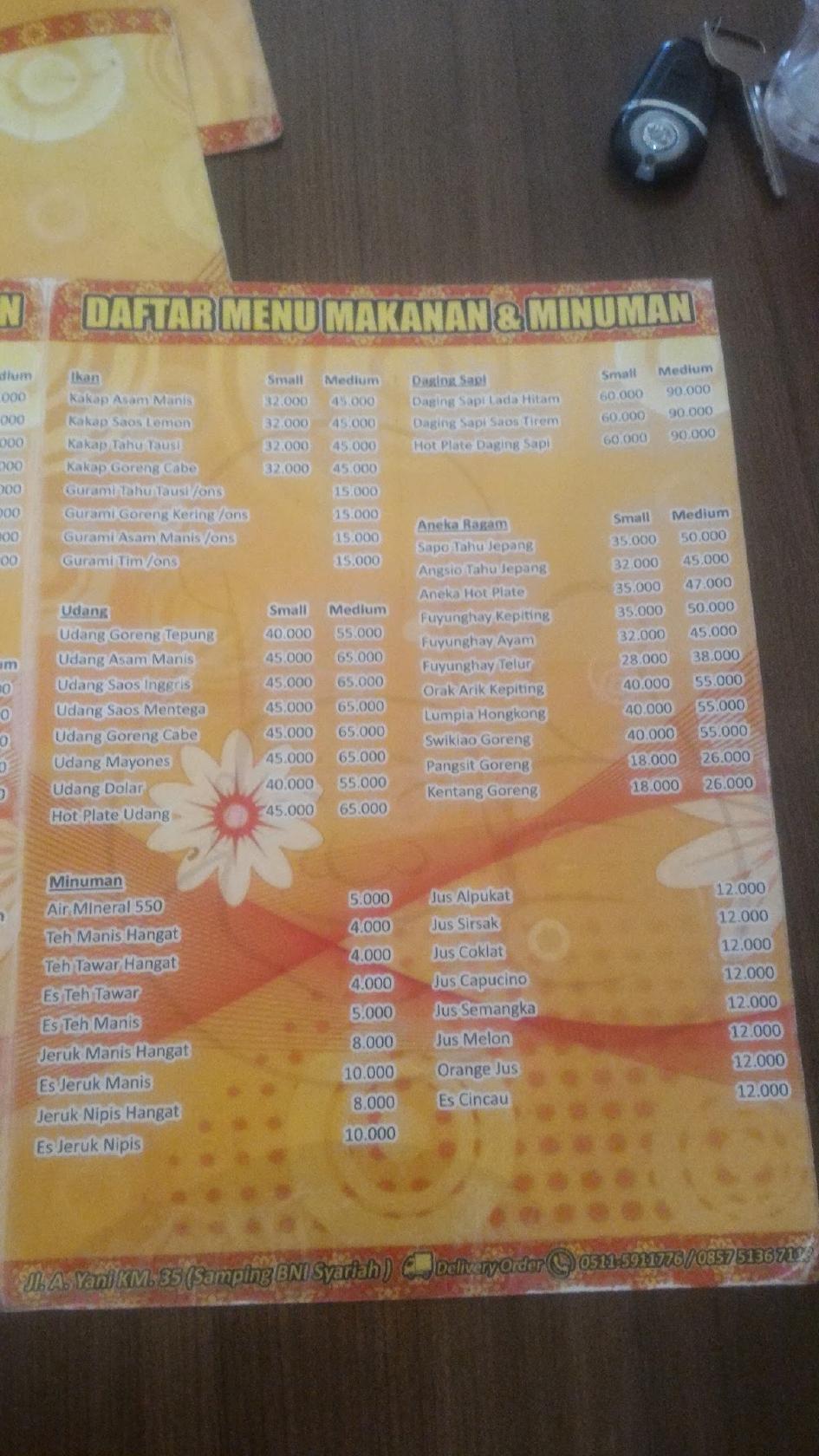 Menu at Top Koki Restaurant, Banjarbaru