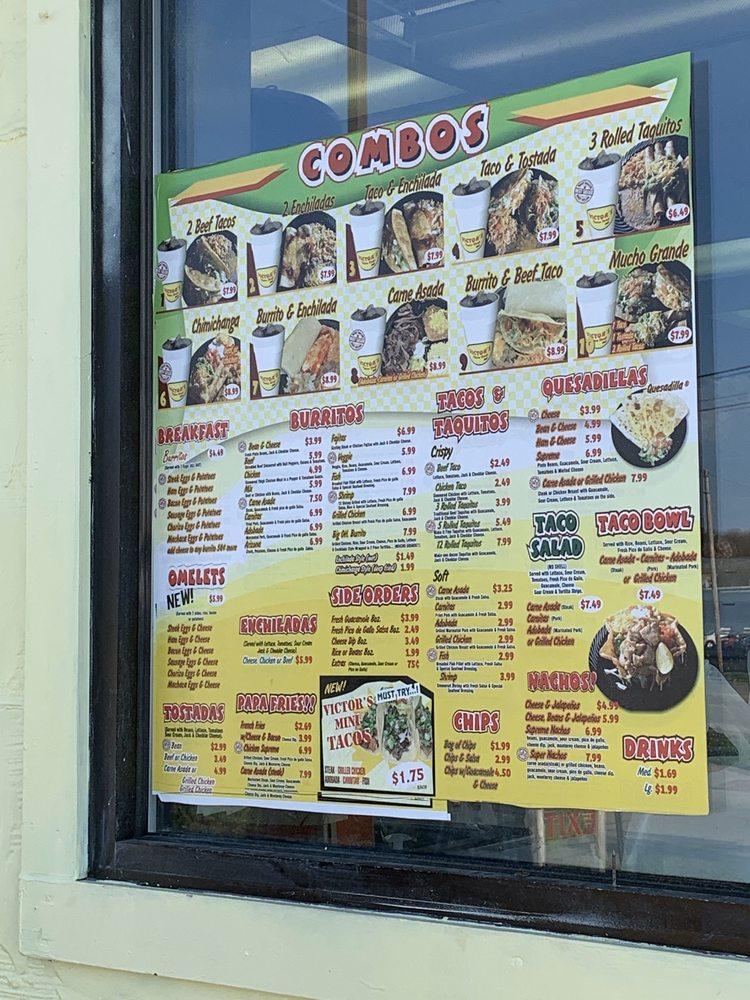 Menu at Victor's Taco Shop restaurant, Fairborn