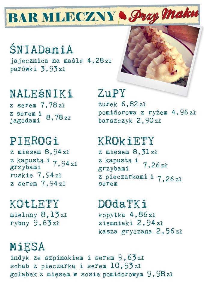 Menu at Bar Mleczny Przy Maku, Warsaw, ul. Alternatywy 4 (Ursynów)