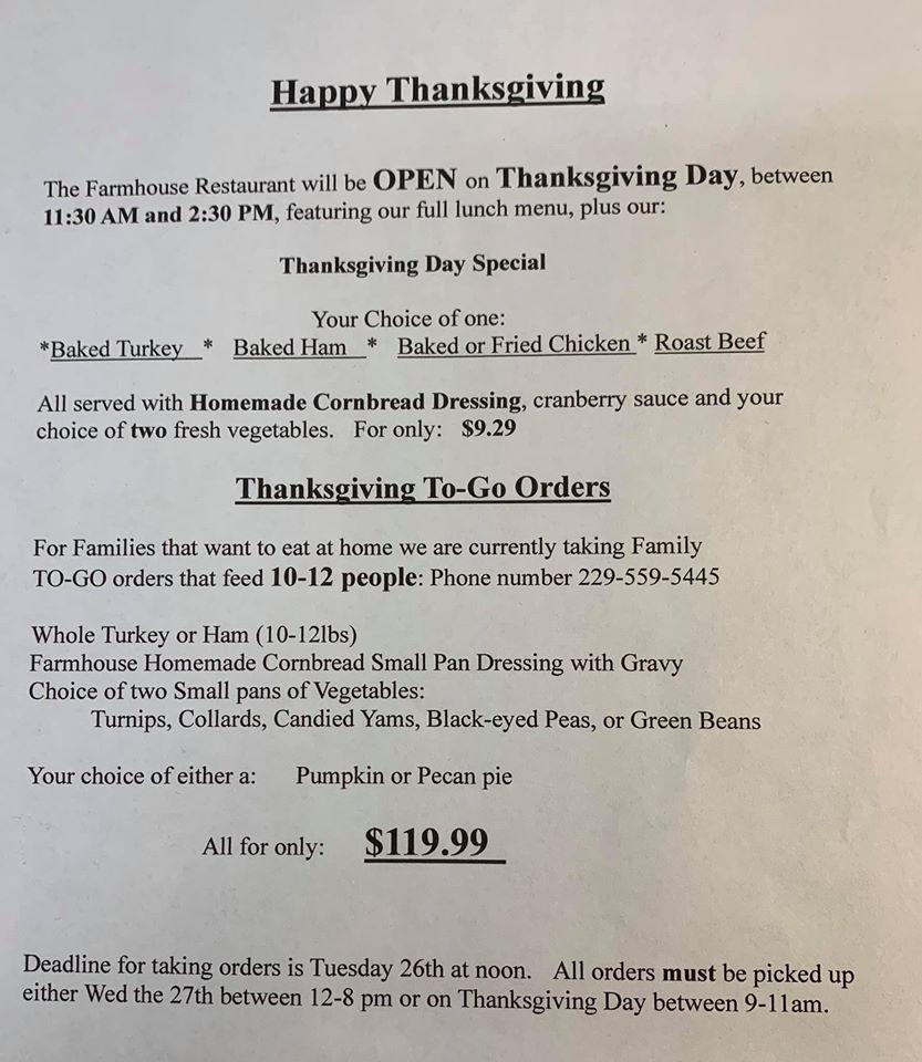 Menu at Farmhouse Restaurant, Lake Park