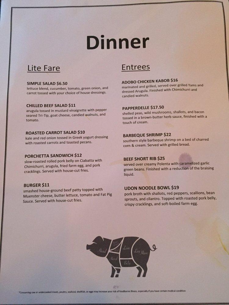 Menu at The Fat Pig pub & bar, Sandpoint