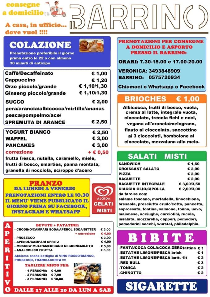 Menu da Il Barrino, Sansepolcro