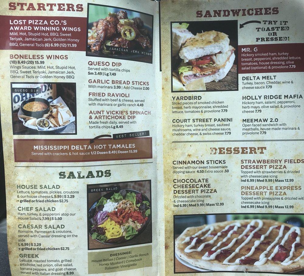 Menu at Lost Pizza Co. pizzeria, Jonesboro