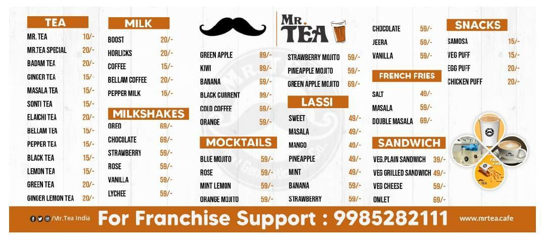 Menu at Mr TEA, Bengaluru, Kaggadasapura Main Rd