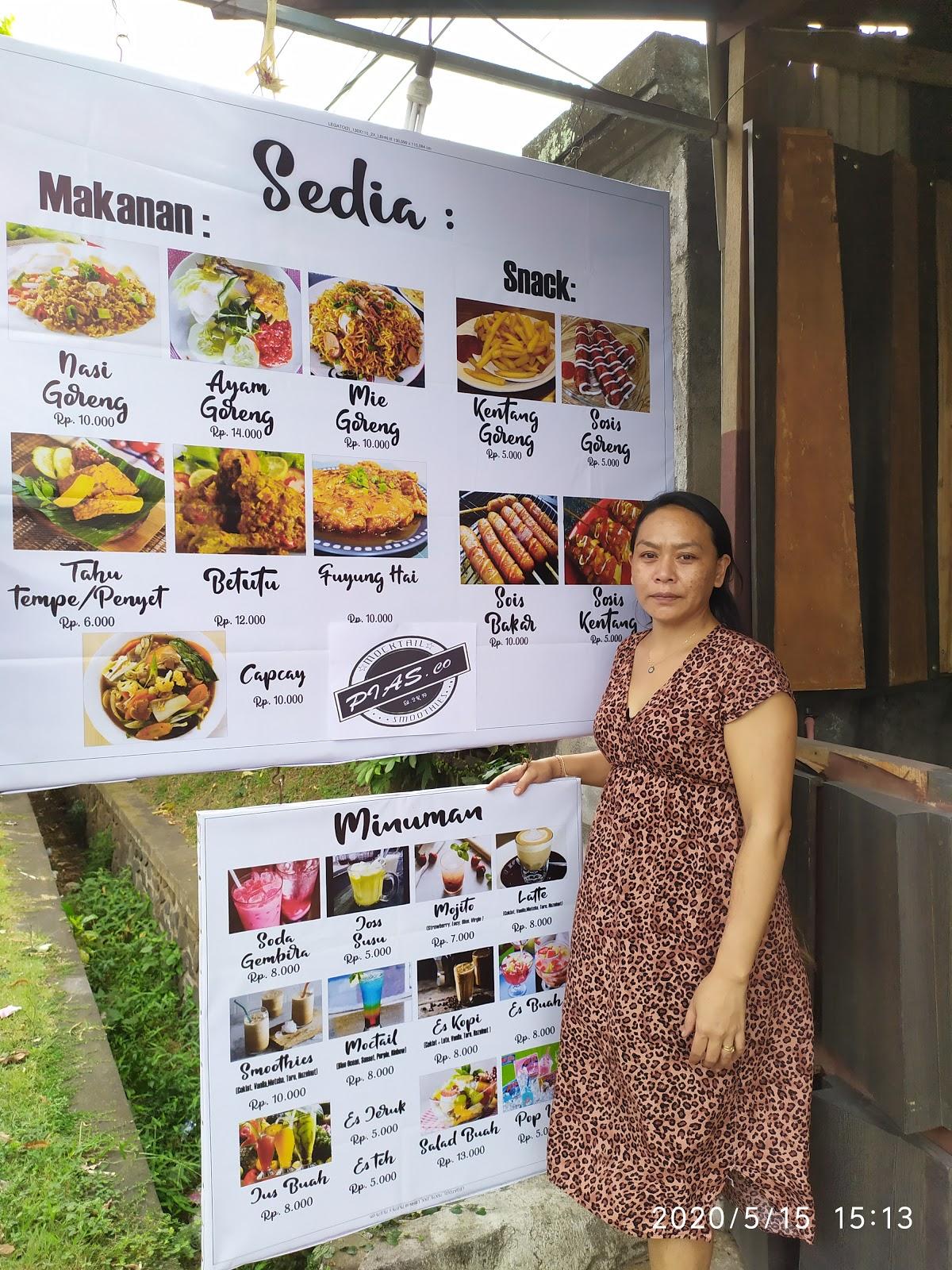 Menu at Pias & co moctail & smoothies restaurant, Tabanan