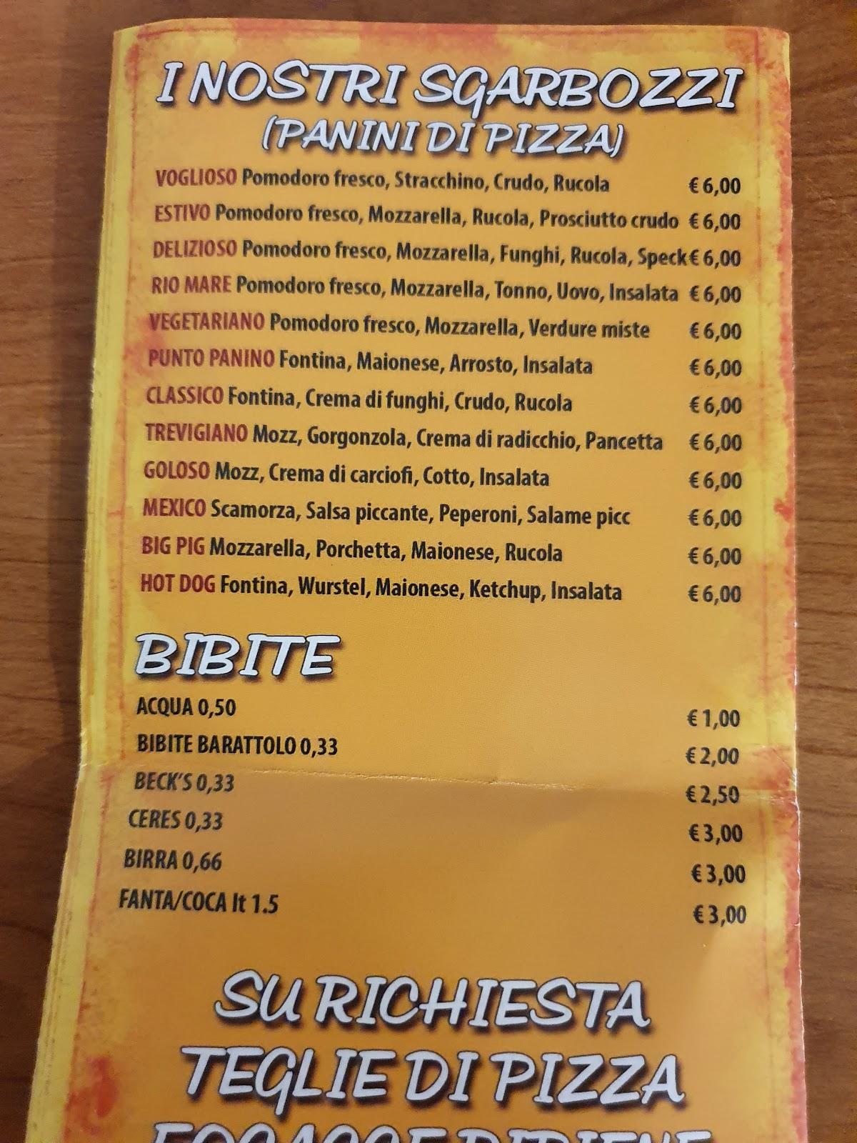 Menu at Punto Pizza pizzeria, Comacchio