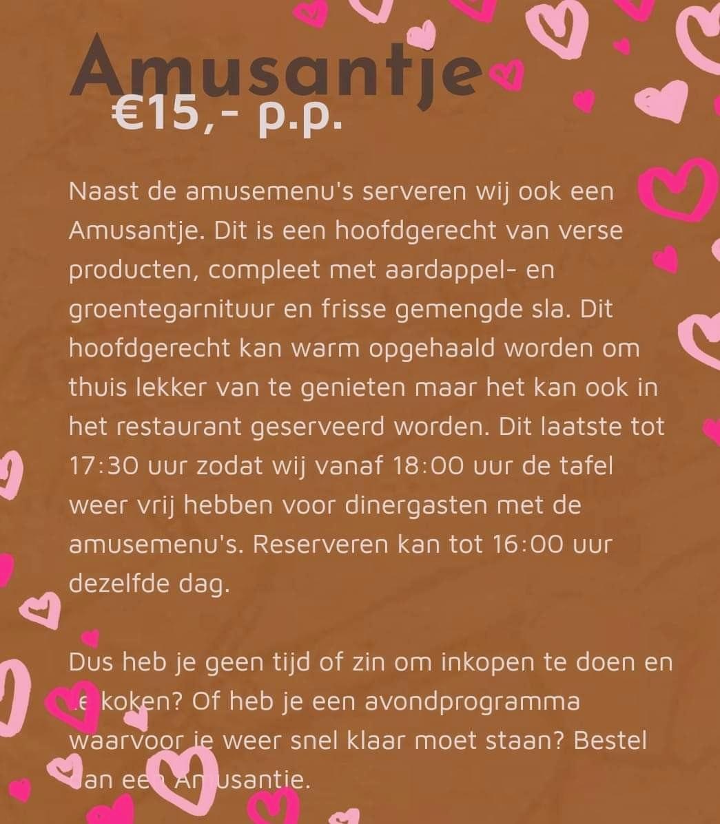 Menu at Restaurant Amuse, 't Harde
