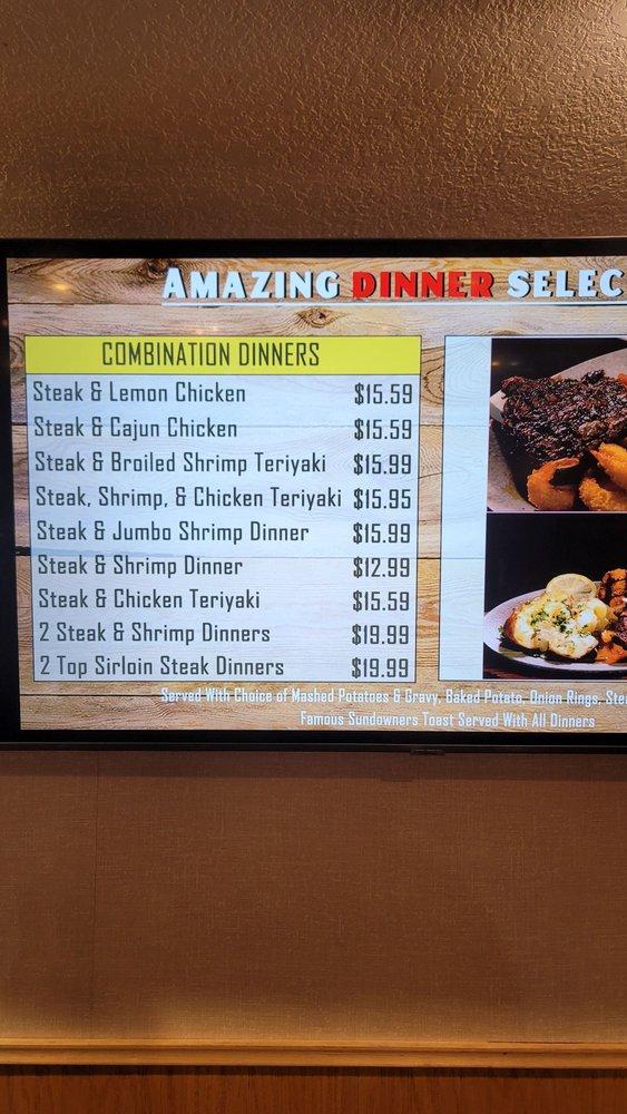 Menu at Sundowner's Family Restaurant, Fontana