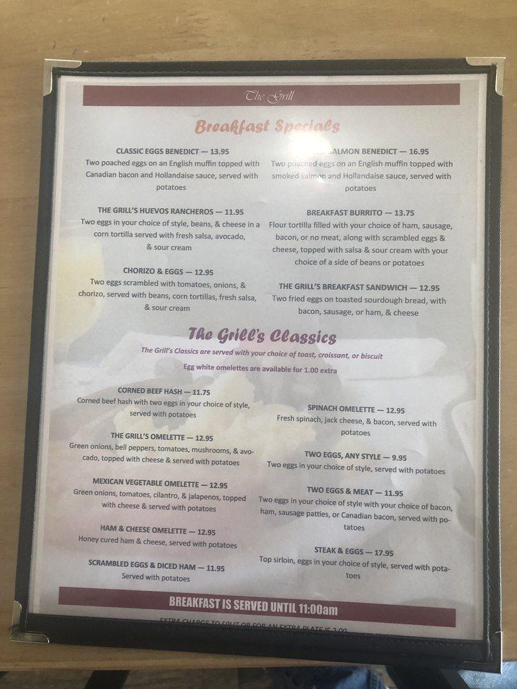 Menu at The Grill restaurant, Lone Pine